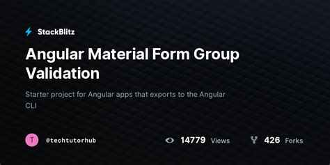 Angular Material Form Group Validation Stackblitz
