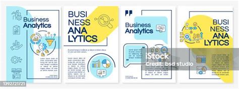 Business Data Analysis Blue And Yellow Brochure Template向量圖形及更多a4紙圖片