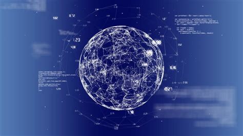 Rotating Globe With Interconnected Nodes And Data Processing On Blue Background Stock Video