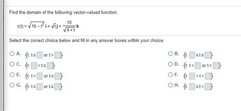 Solved Find The Domain Of The Following Vector Valued