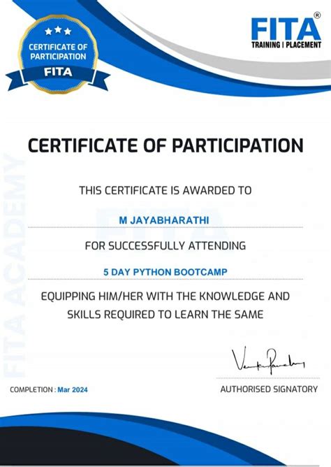 Completed Python Course By Fita Academy Jayabharathi M Posted On The Topic Linkedin