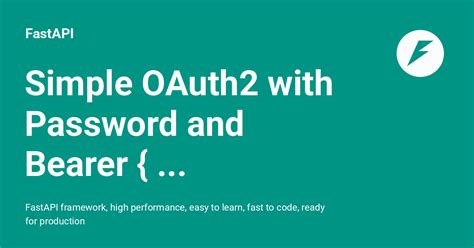 Simple Oauth2 With Password And Bearer Fastapi