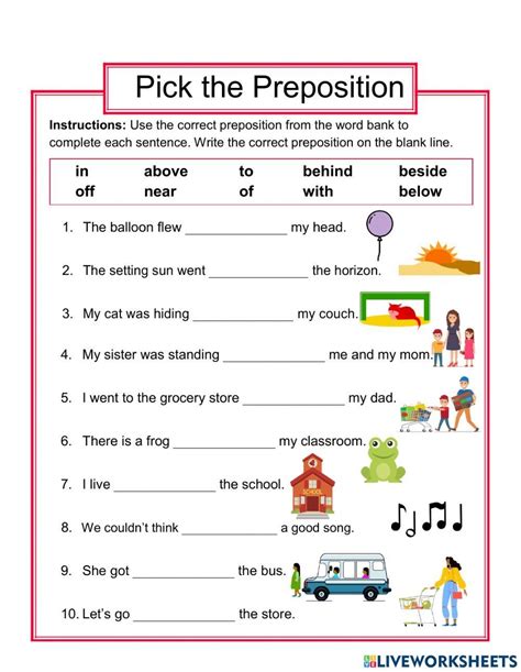 Preposition Worksheets Free Printable Worksheets