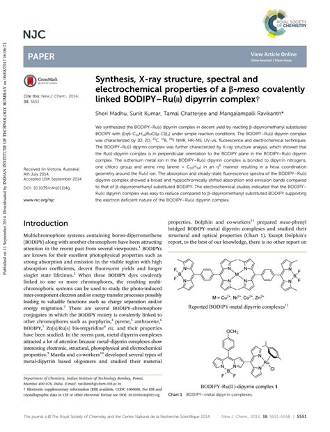 Pdf Synthesis X Ray Structure Spectral And Electrochemical Properties Of β Meso Covalently