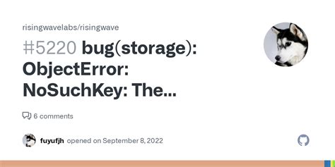 Bugstorage Objecterror Nosuchkey The Specified Key Does Not Exist