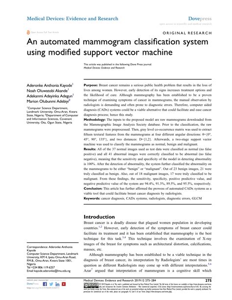 Pdf An Automated Mammogram Classification System Using Modified Support Vector Machine