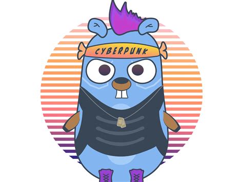 Golang Gopher Cyberpunk Style Art Sticker Tshirt Sticker Logo