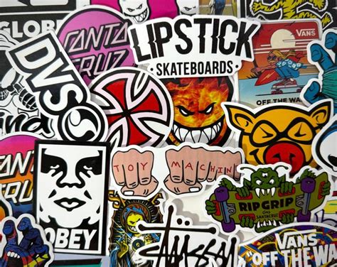 100 Random Skateboard Sticker Pack Assorted Skater Themed Stickers