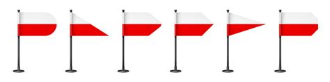 검은색 강철 기둥에 폴란드 테이블 깃발 폴란드에서 기념품 종이나 천으로 만든 책상 깃발 반짝이는 금속 스탠드 판촉 및 광고용 모형 벡터 그림 0명에 대한 스톡 벡터 아트 및
