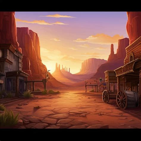 A Desert Town With Buildings Sunset Game Background Premium Ai Generated Vector