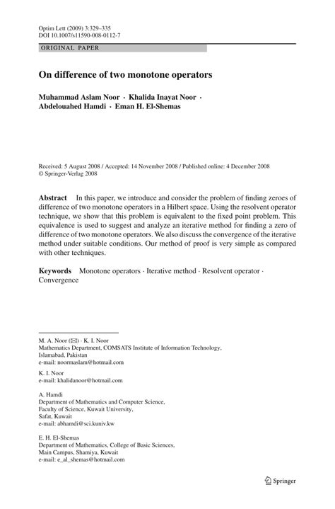Pdf On Difference Of Two Monotone Operators