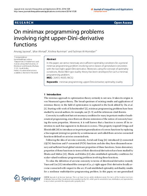 pdf on minimax programming problems involving right upper dini