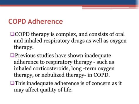 Copd Lecture 7 Medication Adherence In Chronic Obstructive Lung Diseases Ppt