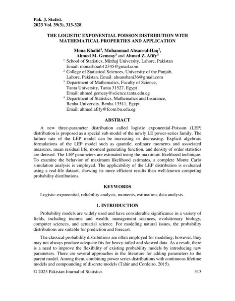 Pdf The Logistic Exponential Poisson Distribution With Mathematical