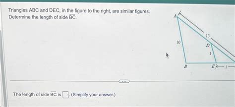 Solved Triangles Abc And Dec In The Figure To The Right