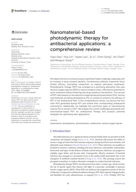 pdf nanomaterial based photodynamic therapy for antibacterial