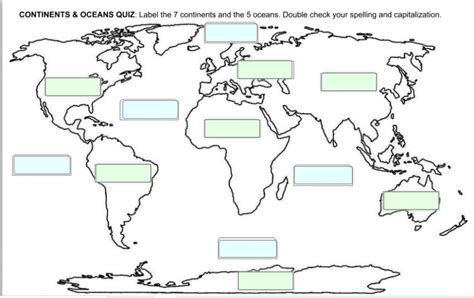 Blank Continents And Oceans Map Continents And Oceans Of The World