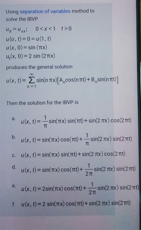 Solved Using Separation Of Variables Method To Solve The