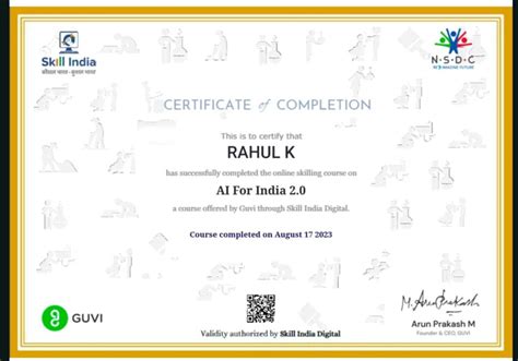rahul k on linkedin ai certification guvi learningjourney