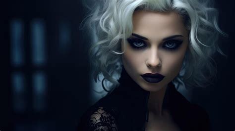 Premium Ai Image A Woman With White Hair And Black Lipstick