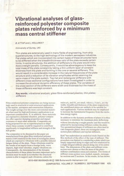 Pdf Vibrational Analyses Of Glass Reinforced Polyester Composite Plates Reinforced By A