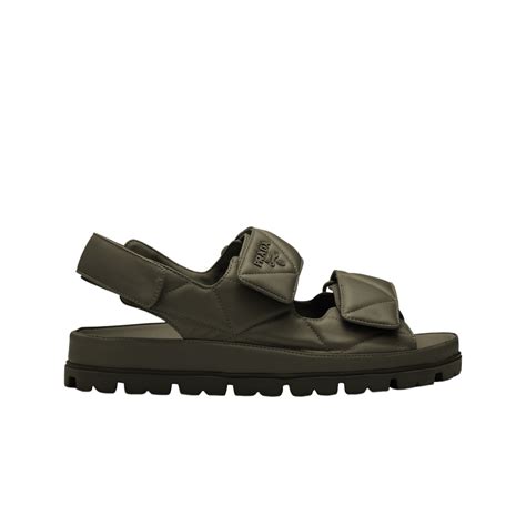 W 프라다 패딩 나파 레더 샌들 밀리터리 그린 Prada Kream