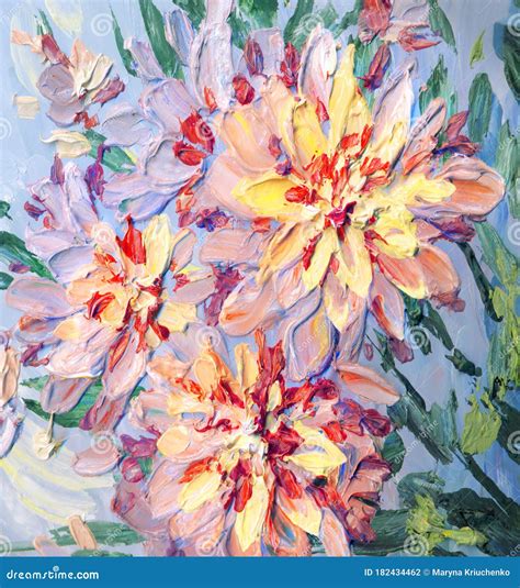 Peinture à Lhuile Dahlia Dans Le Jardin Illustration Stock
