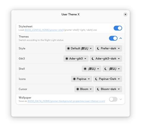User Theme X Gnome Shell Extensions
