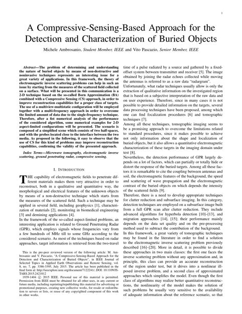 Pdf A Compressive Sensing Based Approach For The Detection And