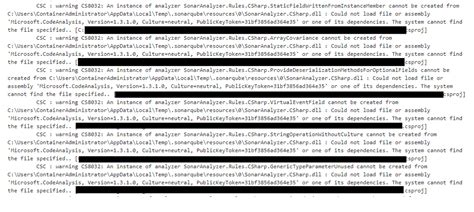 Csc Warning Cs8032 An Instance Of Analyzer Sonarqube Server