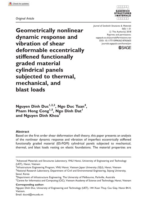 Pdf Geometrically Nonlinear Dynamic Response And Vibration Of Shear