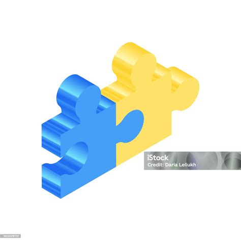 등각 투영 파란색과 노란색 아이콘입니다 현대 평면 벡터 일러스트 레이 션입니다 퍼즐 기호입니다 소셜 미디어 템플릿 2차 도형에 대한 스톡 벡터 아트 및 기타 이미지 Istock