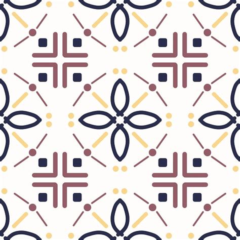 Seamless Decorative Tile Pattern With Floral Elements And Retro Style Geometric Horoscopes