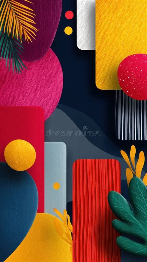 Colorful Abstract Geometrical Composition With Overlapping Textured