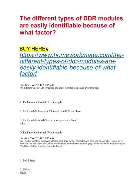 The Different Types Of Ddr Modules Are Easily Identifiable Because Of