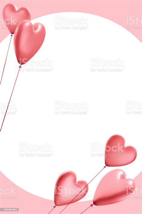 분홍색 사실적인 3d 하트 풍선흰색 둥근 배경 2월에 대한 스톡 벡터 아트 및 기타 이미지 2월 3차원 형태 곡선