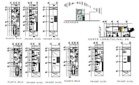 House Front Facade Design In Dwg File