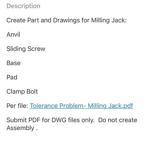 Solved Description Create Part And Drawings For Milling