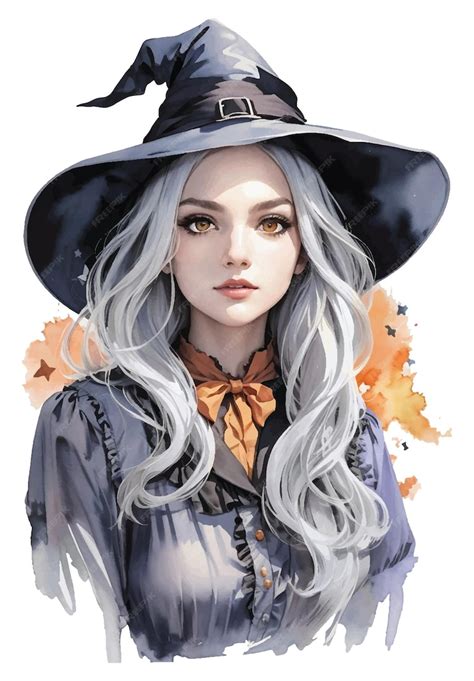Schöne Hexen Aquarell Illustration Premium Vektor