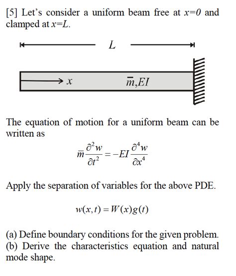 Solved 5 Let S Consider A Uniform Beam Free At X 0 And Chegg Com