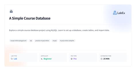 간단한 강좌 데이터베이스 Mysql 기본 배우기 Labex 간단한 강좌 데이터베이스 Mysql 기본 배우기 Labex