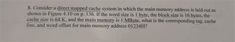 Solved Consider A Direct Mapped Cache System In Which The Chegg