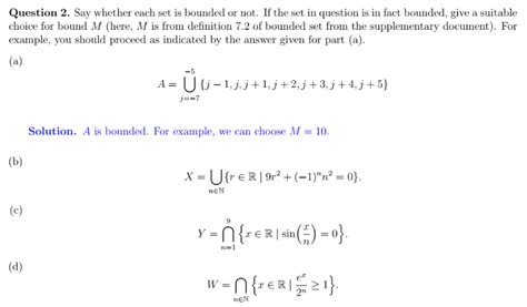 Solved Question 2 Say Whether Each Set Is Bounded Or Not