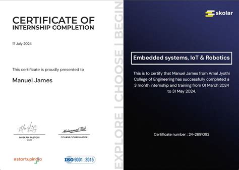 Internship Iot Robotics Embeddedsystems Techtraining