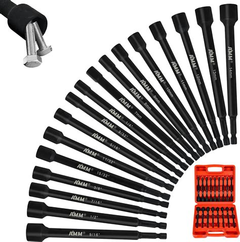 Amm 17pcs Magnetic Nut Driver Set 6 Inch Long Nut Driver Set For Impact Drill
