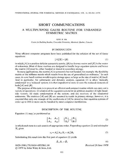 Pdf A Multipurpose Gauss Routine For Unbanded Symmetric Matrix Dokumentips