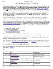 CS314 Assignment Recursion Pdf 12 5 2017 CS314 Assignment