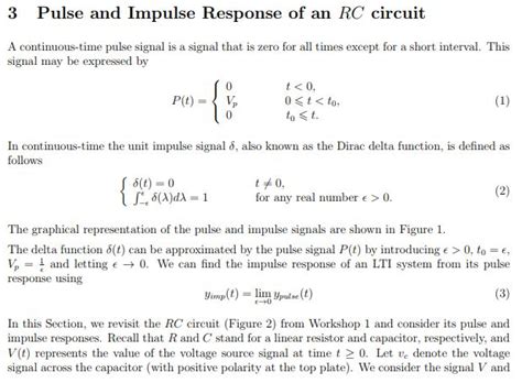 Solved 3 Pulse And Impulse Response Of An RC Circuit A Chegg Com