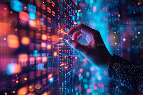 Ai Généré Homme Daffaire émouvant Sur Holographique En Cours Danalyse Les Données Croissance