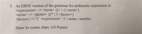 Solved An Ebnf Version Of The Grammar For Arithmetic